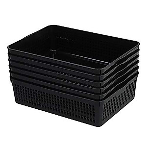 Pekky Black Plastic Basket Tray, A4 Paper Baskets, 6 Packs, R