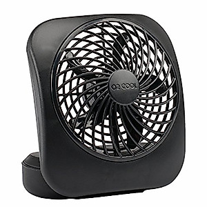 Treva 5-Inch Portable Desktop Battery Powered Fan, 2 Cooling Speeds with Compact Folding & Tilt Design (Black)