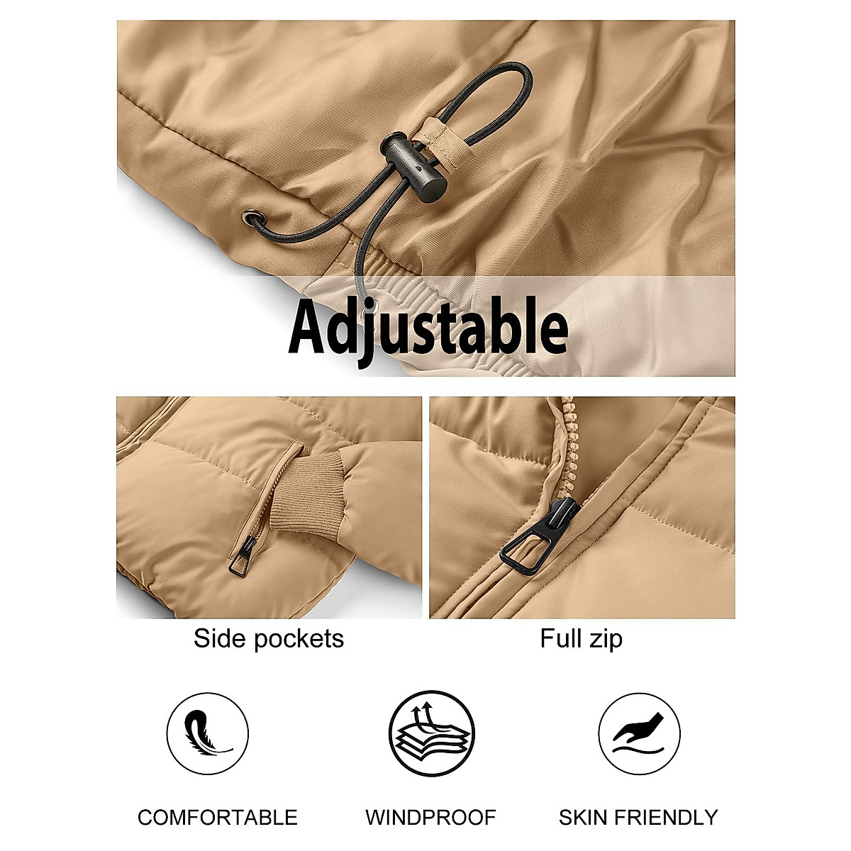 MEROKEETY Women's Winter Cropped Puffer Jacket Long Sleeve Oversized Stand Collar Zip-Up Short Coat