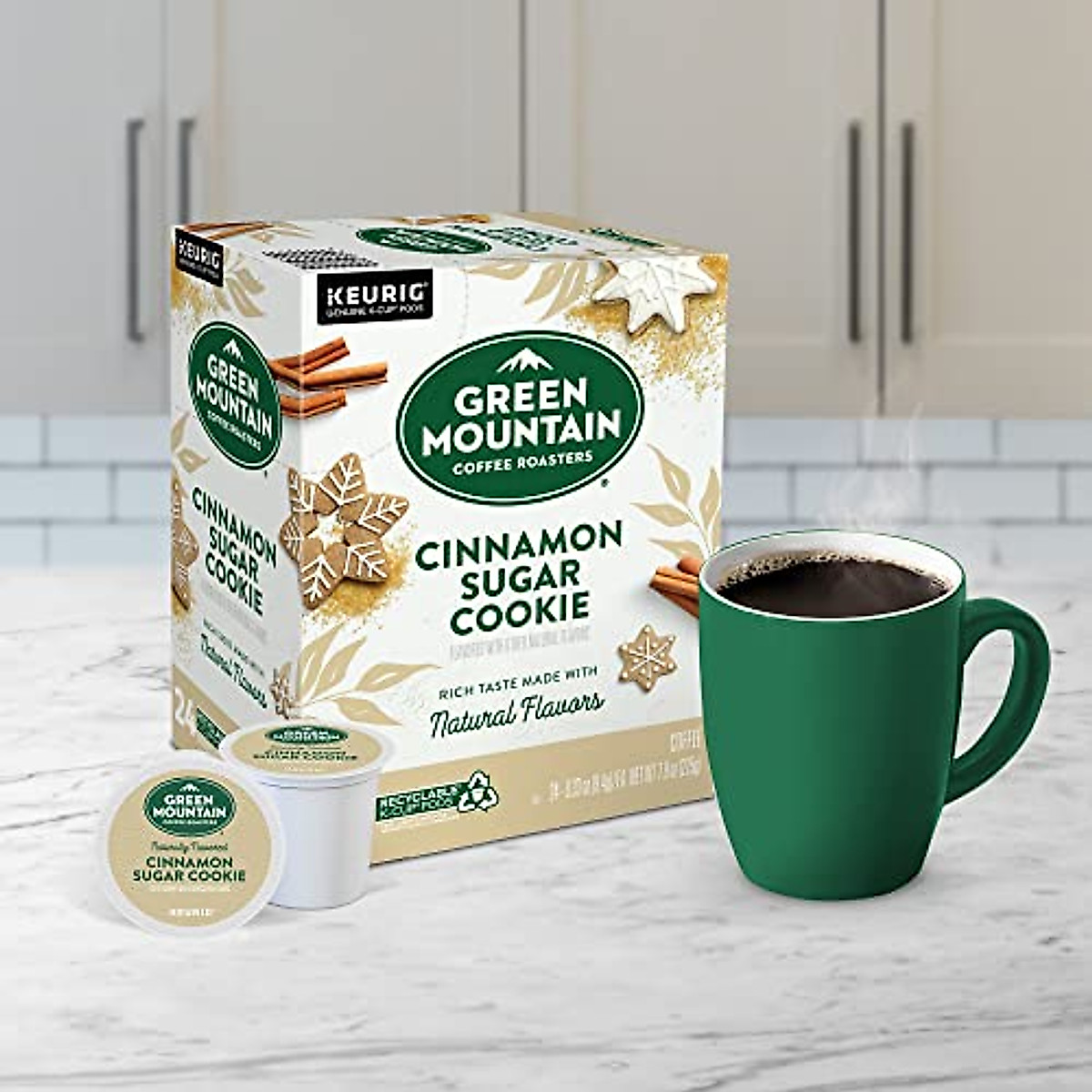 Green Mountain Coffee Roasters Cinnamon Sugar Cookie, Single-Serve Keurig K-Cup Pods, Flavored Light Roast Coffee, 24 Count (Pack of 4)