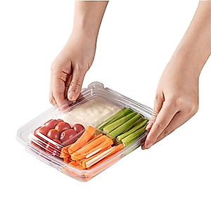 Tamper Tek 13 Ounce Rectangle Take Out Containers, 100 Durable Carryout Containers - Tamper-Evident, Freezable, Clear Plastic To-Go Containers, 4 Compartments, With Hinged Lids - Restaurantware