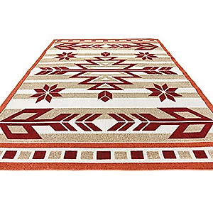 Unique Loom Outdoor Modern Collection Area Rug - Albuquerque (8' x 10' Rectangle, Burgundy/ Beige)