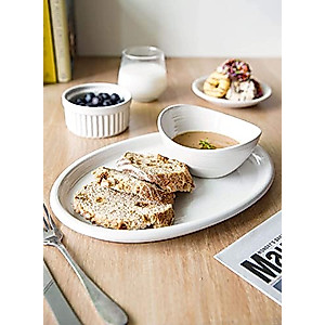 LE TAUCI Ceramic Serving Platter, Serving Dishes for Entertaining, Sandwich Trays for Serving Food, Dessert Taco Sushi Appetizer Serving Trays for Party, 12 Inch Oval Dinner Plates, Set of 4, White