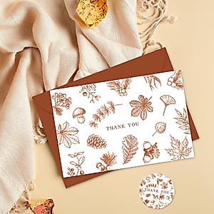 Whaline 36Pcs Fall Thank You Cards with Envelopes and Stickers Terracotta Autumn Leaves Greeting Cards Blank Note Cards for Fall Thanksgiving Supplies