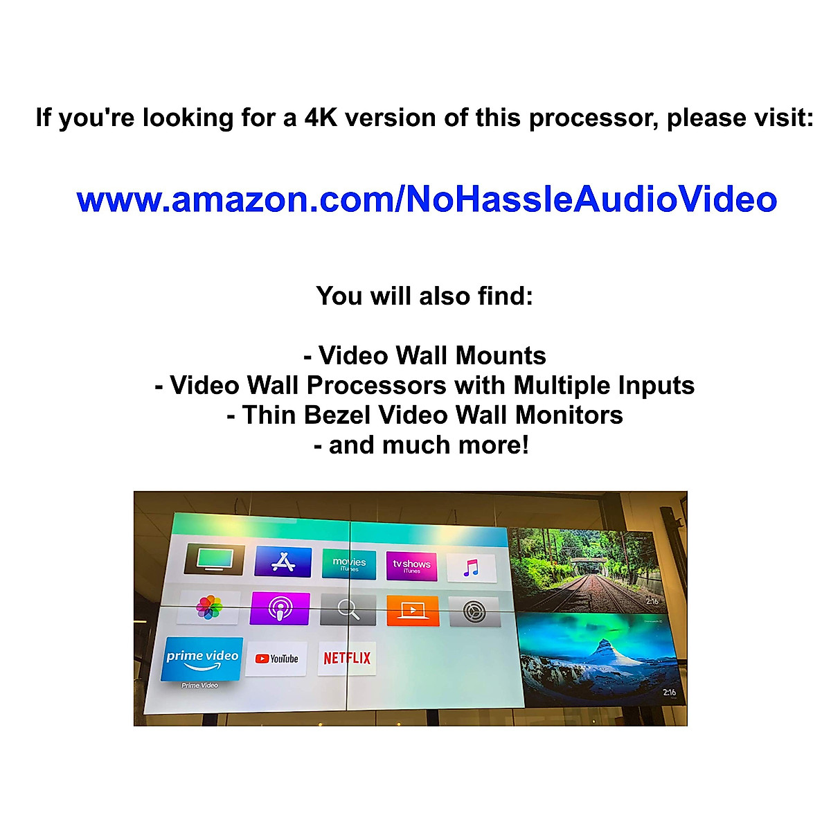 2x2 Video Wall & 4x4 Seamless HDMI Matrix Switcher Processor 1080P HD Splicer Splitter Four Displays