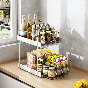 submatches 2-Tier Clear Under Sink Organizer and Storage -Multi-Purpose Bathroom Cabinet organizer, Pull Out Kitchen Pantry Organization and Storage