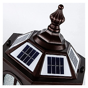 ONDIAN CHUNCIN - Outdoor LED Solar Bollard Column Lamp Deck Post Lamps Fence Column Pedestal Light Gate Bollard Pillar Light for Garden Villa Porch Decor Courtyard Living Stairs Corridor Aisle