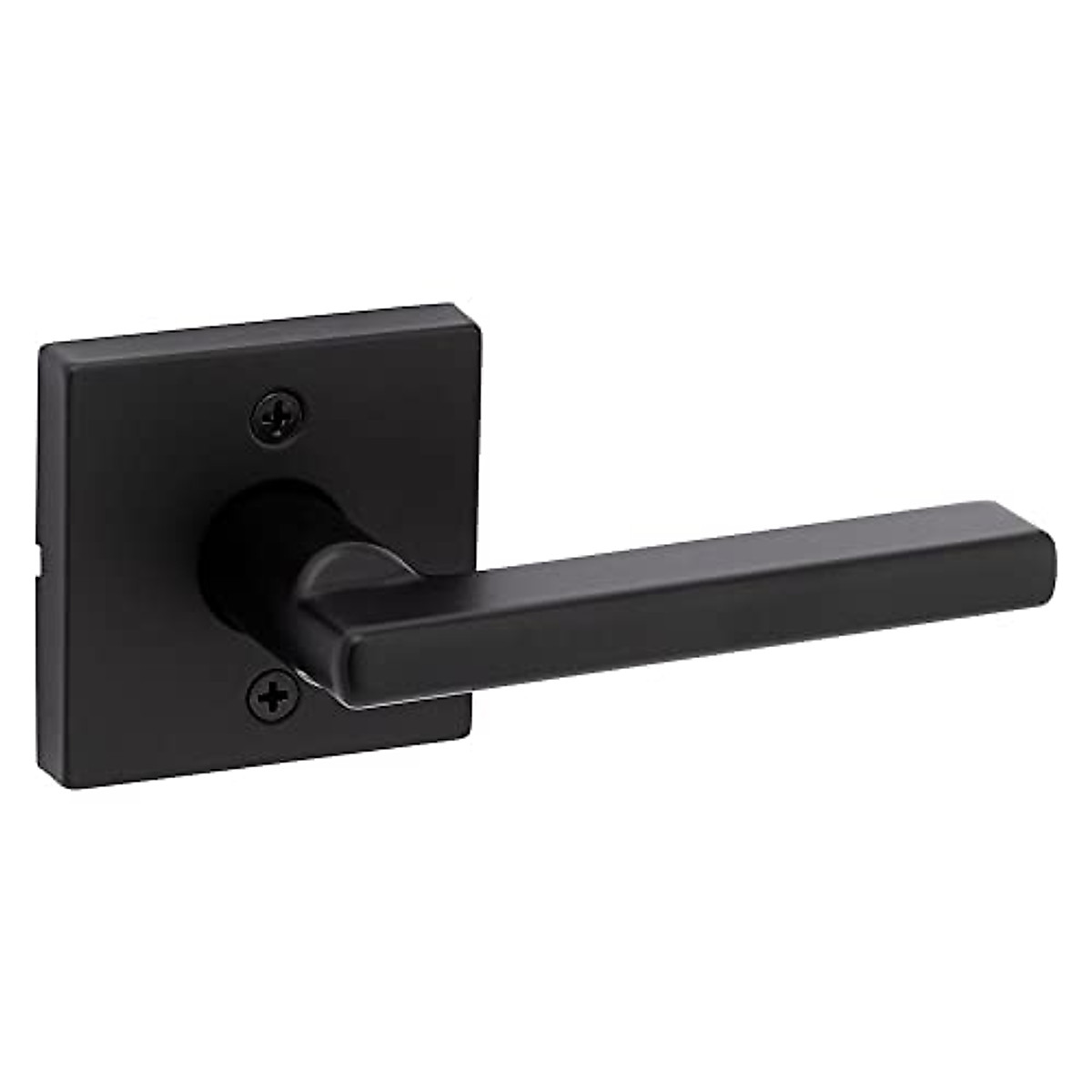 Kwikset Halifax, Door Handle Lever Passage Door for Hall and Closet with Microban, Square Rose in Matte Black