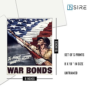 WW2 Poster WW2 Propaganda Poster WW2 Memorabilia - Set of 5 (8x10") Military Posters WW2 Posters WW2 Wall Art Army Poster, World War 2 Poster Propaganda Posters WW2 Wall Decor WWII Posters - Unframed