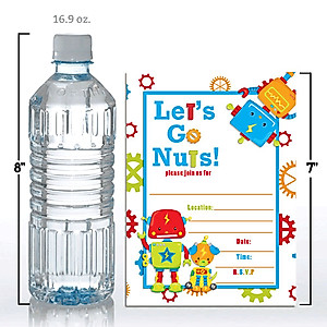 Robot Birthday Party Invitations, 20 5x7 Fill In Cards with Twenty White Envelopes by AmandaCreation …