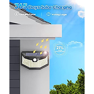 Osisete Solar Outdoor Lights [6Pack/3Modes], 5-Sided Lighting Motion Sensor Outdoor Lights, Solar Lights Outdoor Waterproof for Patio Backyard Garden Fence Driveway (115LED)