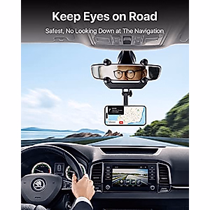 andobil Magnetic Rearview Mirror Phone Holder for Car [Strongest Magnet, Big Rear Mirrors Friendly] 360°Rotatable Magnetic Car Phone Mount, Compatible with iPhone 14 Pro Max, 14 Pro, Plus, 14, 13, 12