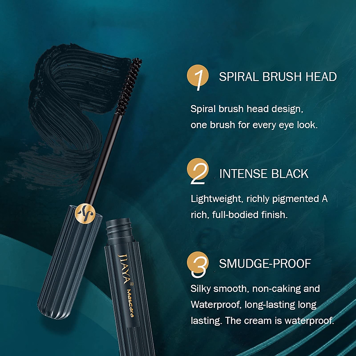 Black Mascara Waterproof and Easy to Apply Color Lasting Non Allergic Daily Party Party Mascara with (A, One Size)