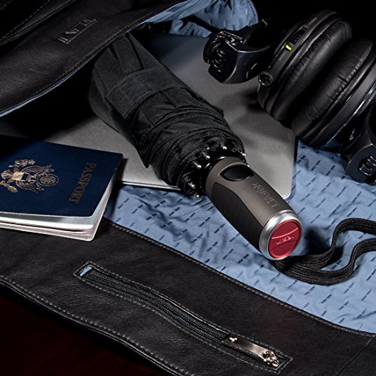 LifeTek Windproof Travel Umbrella - Compact, Automatic, Wind Resistant, Strong and Portable - Small Folding Backpack Umbrella for Rain Perfect for Men and Women - FX2 45 inch Black