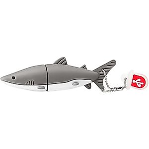 USB Flash Drive 64GB Cute Grey Shark Shaped USB Drive Thumb Drives USB 2.0 Memory Stick for External Data Storage