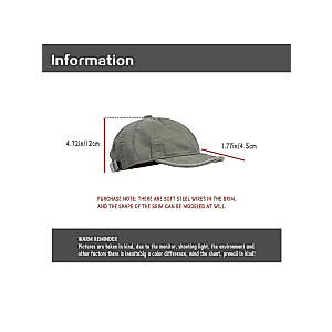 Retro Short Brim Cap Casual Wear Adjustable Sun Hat Soft Brim Baseball Cap Washed to Make Old Soft Top Work Cap Tide (Green,One Size)