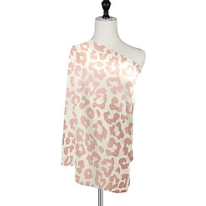 Nursing Cover Breastfeeding Soft Carseat Canopy Cute Rose Gold Leopard Print Cheetah Multi Use for Baby Car Seat Covers Canopy Shopping Cart Cover Scarf Light Blanket Stroller Cover