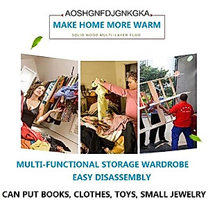 Wardrobe Cloth Closet for Bedroom, Freestanding Hanging Rod Portable Freestanding Closet Storage Organizer Shelf Storage Cabinet for Extra Storage,125 x 45 x 175 cm FANJIANI