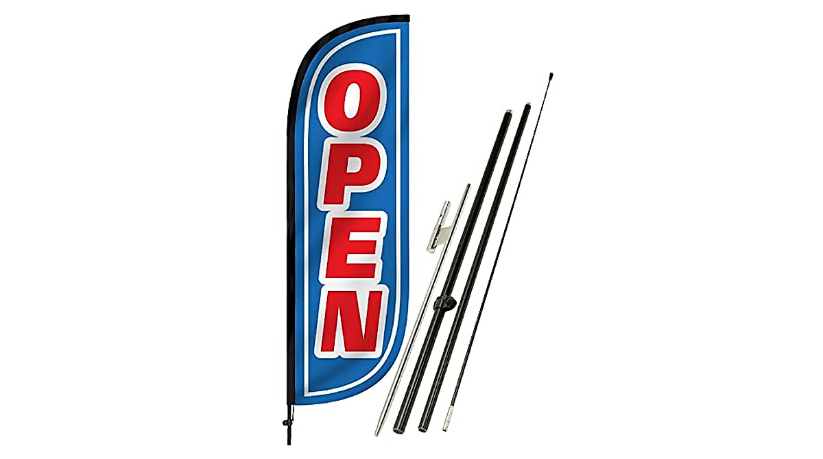 LookOurWay Feather Flag Set - 5ft Advertising Banner for Business Promotion