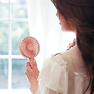 Generic Handheld Fan Portable,Mini Hand Held Quiet with USB Rechargeable Battery, Personal Office Desk Table Base,8-10 Hours Operated For Makeup Eyelash Lady/Women/Girls/Kids Outdoor - Pink