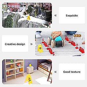 TOYANDONA 31Pcs Road Signs for Kids, Miniature Plastic Traffic Cones Mini Barrel Roadblocks Toys Set Educational Playset Pieces for Boys& Girls