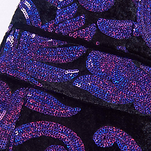 PYJTRL Men Fashion Velvet Sequins Floral Pattern Suit Jacket Blazer (Purple, L)