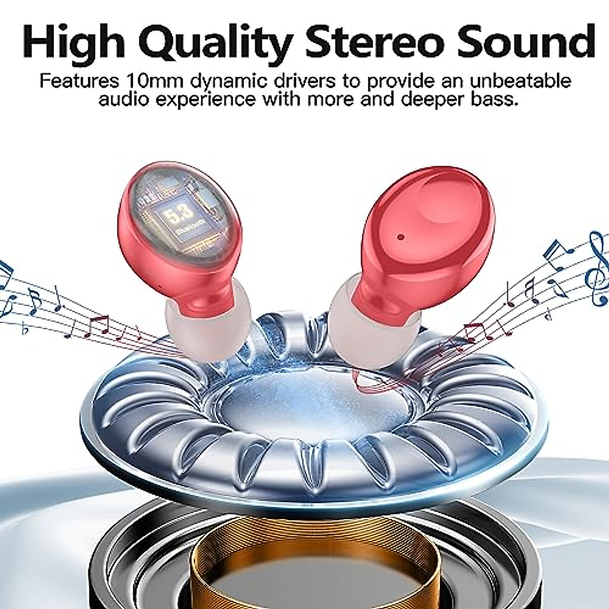 kurdene Bluetooth 5.3 Wireless Earbuds, S8 Deep Bass Hi-Fi Stereo Headset with Microphone in-Ear Call Nosie Cancelling Bluetooth Headphones, Immersive Premium Sound Ear Buds for iPhone, Android