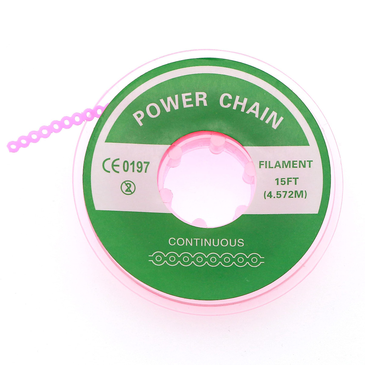 Orthodontic Braces Rubber Chains Power Chains, Dental Rubber Chains Power Chains for Braces,Orthodontic Spool Elastic Rubber Band C/S/L 4.5M (C,Pink)