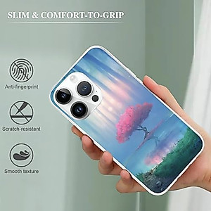 Niapessel Compatible with iPhone 15 Pro Max Case Pink Cherry Tree in Forest Print Shockproof Protective Phone Cases Slim Thin Cover TPU for Women Men Boys Girls