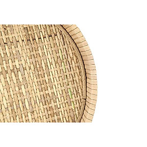 Creative Co-Op 9.75" R Decorative Woven Rattan Metal Clothespin Feet Pedestal, 9.75" x 5.5", Beige