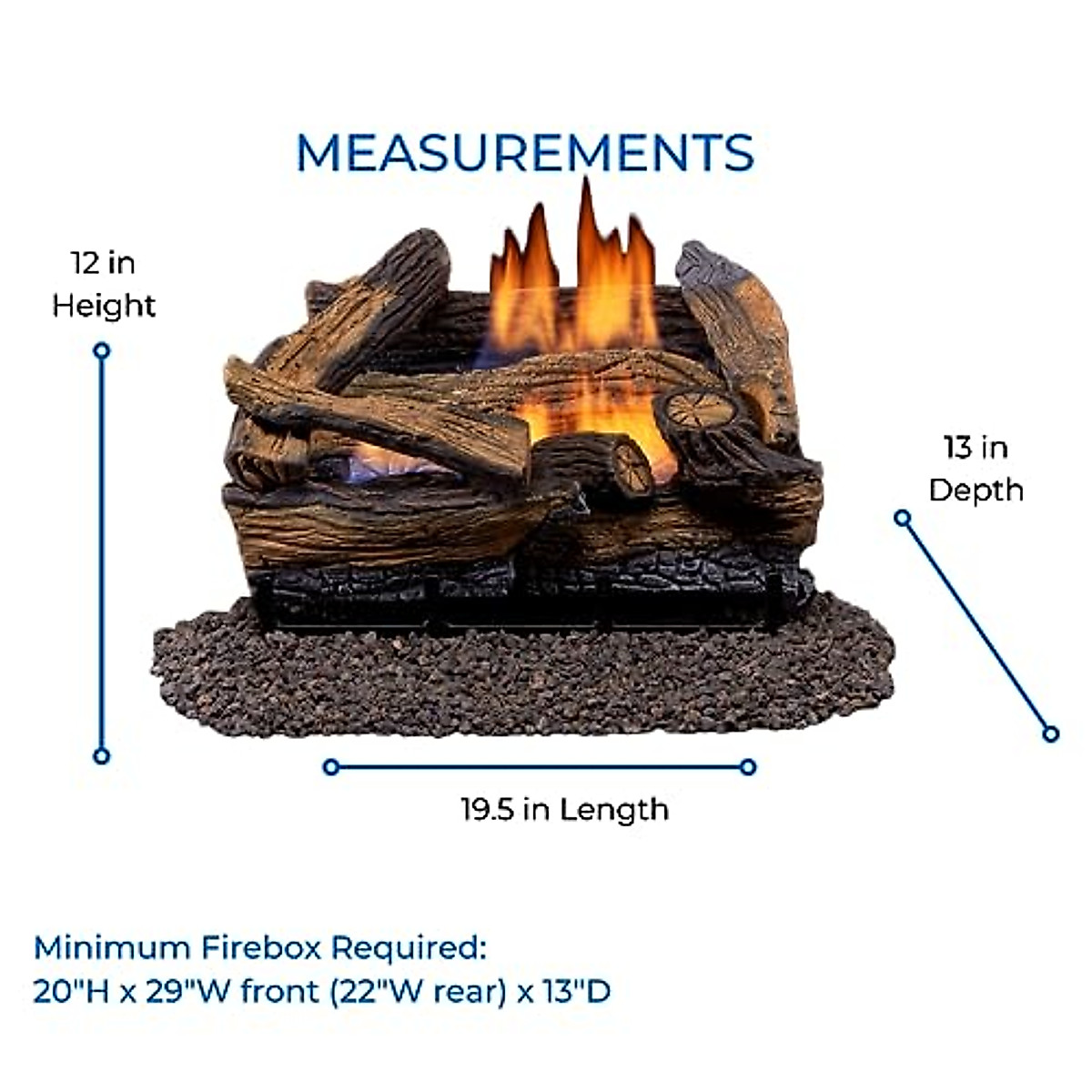 Duluth Forge DLS-18R-1 Dual Fuel Ventless Fireplace Logs Set with Remote Control, Use with Natural Gas or Liquid Propane, 30000 BTU, Heats up to 1000 Sq. Ft, Split Red Oak, 18 Inches