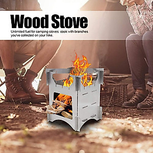 Wood Burning Stove, Portable Stainless Steel Folding Wood Burning Stove Mini Cooker for Outdoor Camping Travel Hiking Picnic