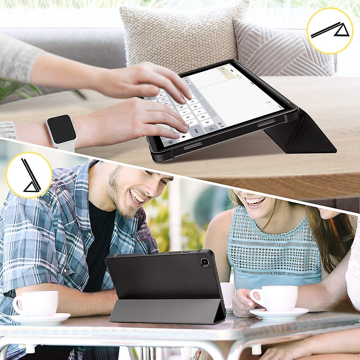 ZtotopCase Case for Samsung Galaxy Tab A7 10.4 Inch 2020 (SM-T500/T505/T507), Ultra-Thin and Lightweight Smart PU case with Automatic Sleep/Wake Function, case for Samsung Galaxy Table A7, Black