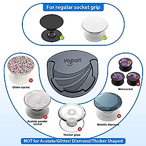 volport Car Mount for Pops Collapsible Socket Grip, 2 Pack Black Silicone Cell Phone Holder for Swappable Socket/Expanding Stand with 3M Sticky Adhesive Replacement Stick on Dashboard, Wall, Glass