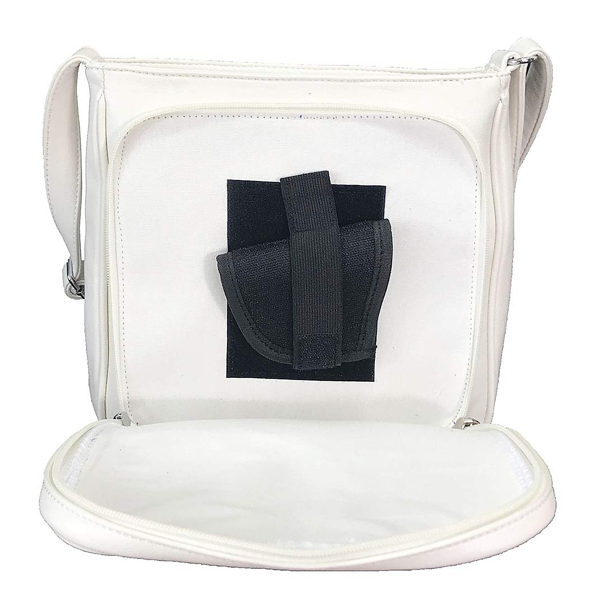 Zzfab Triple Zipper Locking Concealed Carry Crossbody Bag - CCW Concealed Carry Purse (White)