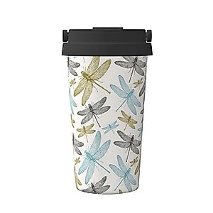 WANGXUEE simple dragonfly Print 500ml Stainless Steel Travel Tumbler Double Wall Vacuum Insulated Coffee Mug