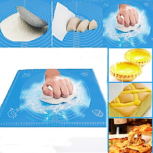Silicone Baking Mat for Pastry Rolling Dough Non stick Non Slip Blue Table Sheet Baking Supplies for Bake Pizza Cake (19.5" X 15.5")
