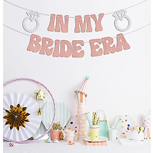 KEWUFD In My Bride Era Banner, Engagement Party Decorations, We're Engaged Banner For Bachelorette/Wedding/Bridal Shower Party Decor Supplies Rose Gold Glitter