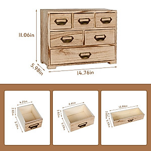 Pickei Wood Desk Drawer Organizer: Home Storage Cabinet 6 Drawers Mini Chest with Lable Holder Handles