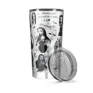 Stainless Steel Insulated Tumbler 20oz 30oz Morticia Hot Funny Travel Cups Addams Coffee Cup Cold Hot Coffee Tea Cup Wine Iced Tea Cup Travel Mug Suit For Home Office Travel