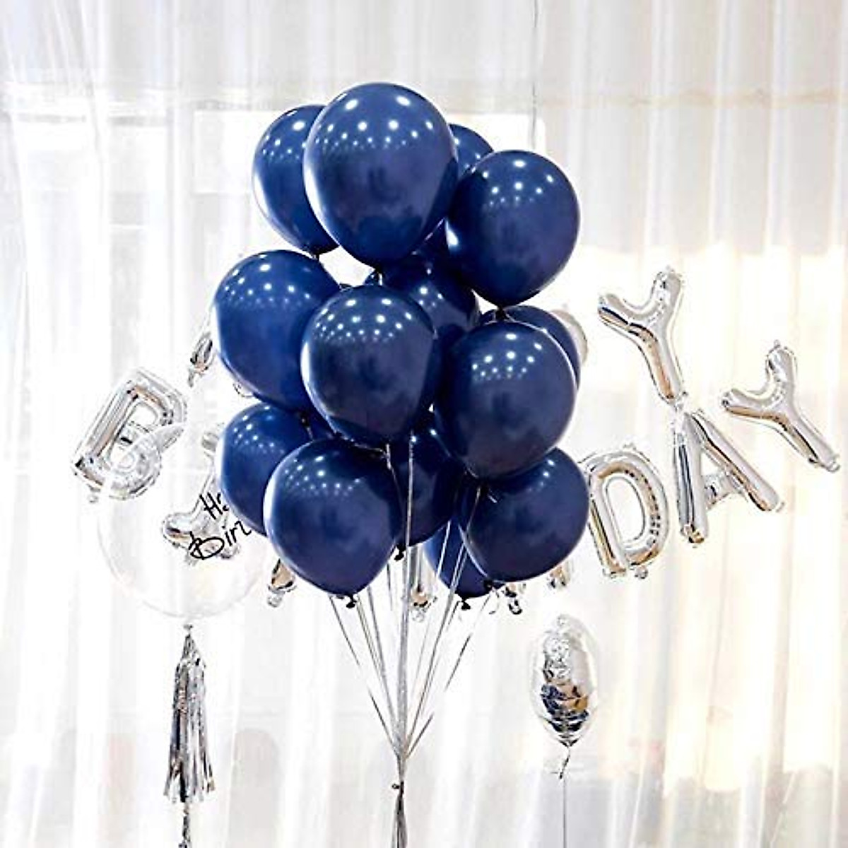 Maylai 50 Pack Navy Blue Balloons 12 Inch(Thick 3.2g/pc) for Wedding Birthday Party,Dark Blue Balloons Round Chrome Helium Balloons, Navy Balloons for Cowboy Party Decorations