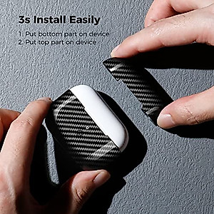 MONOCARBON Carbon Fiber Case-for-AirPods-Pro-2nd, Generation 2022 Slim Durable Cover-for-AirPods-Pro-2 Accessories,Support Wireless Charging,Shock,with Stripes Lanyard.(Glossy Black)