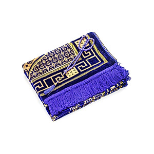 Luxury Velvet Muslim Prayer Rug with Prayer Beads | Janamaz | Sajadah | Soft Islamic Prayer Rug | Islamic Gifts | Prayer Carpet Mat, Velvet Fabric, Purple
