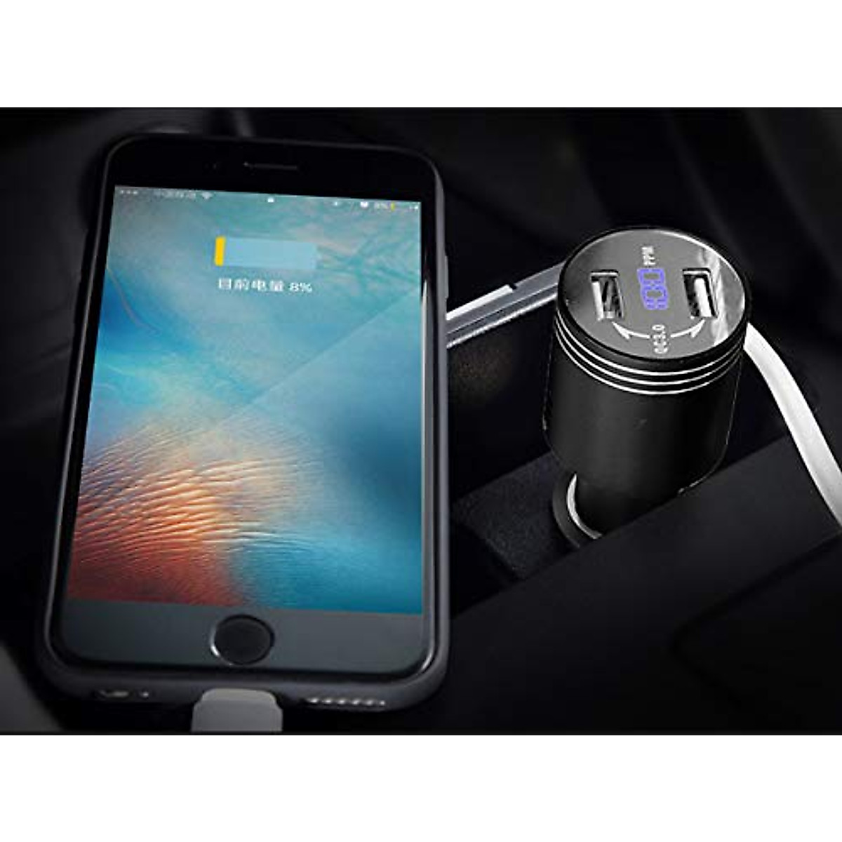FASOHERE Car Carbon Monoxide Detector, Dual USB Car Adapter LED Display, Fast Car Charger, Quick Charge 3.0 Adapter, Car CO Alarm Detector