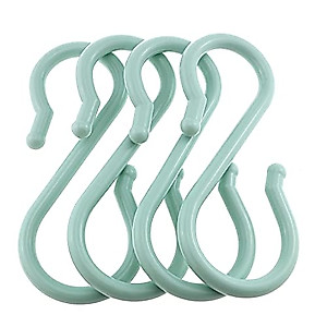 E-outstanding 4pcs Plastic S Shaped Double Head Hanger Hook Bathroom Nail Hooks Wardrobe Clothes S Hooks, Blue M Size 12cm