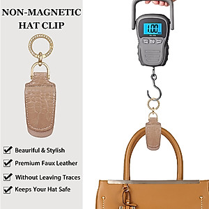 JYG Leather Hat Clip for Travel on Bag Multifunctional Elastic Hat Holder Khaki Outdoor Hands Free Bag Accessory