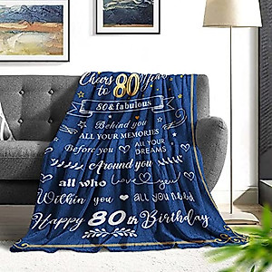 80th Birthday Gifts for Men Blanket, 80 Year Old Birthday Gifts for Dad or Grandpa, 1943 Birthday Gifts for Men, Best 80th Birthday Gifts Ideas for Man Cozy & Soft Flannel Throw Blanket 60 x 50 inch