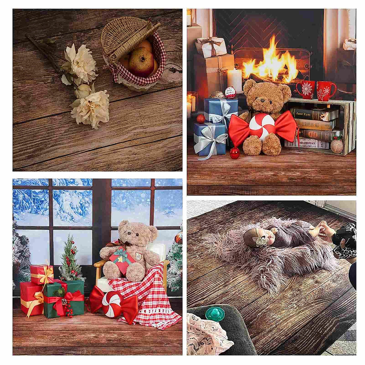 Kate Photography Floor Mats Brown Wood Floor Backdrop Anti-Slip Mat for Photography Newborn Photography Props Rubber Mat for Photo Studio 8x5ft