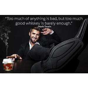 SALE | Whiskey Decanter Globe Set with 2 Etched Globe Whisky Glasses - Included - Whiskey Stones, Ice Tong, Coasters - Gifts For Men Dad - Liquor, Bourbon, Scotch, Vodka with a Wood Stand - 850ml