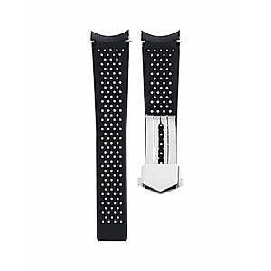 Ewatchparts 22mm Rubber Band Strap Compatible With Tag Heuer Grand Carrera Calibre 5 With Clasp Black